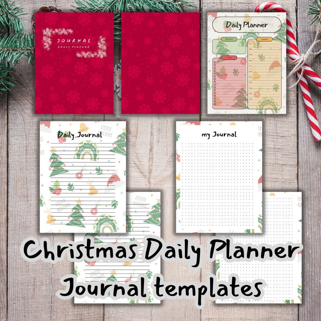 Christmas Daily Planner Journal Sheets and Covers Templates - Etsy