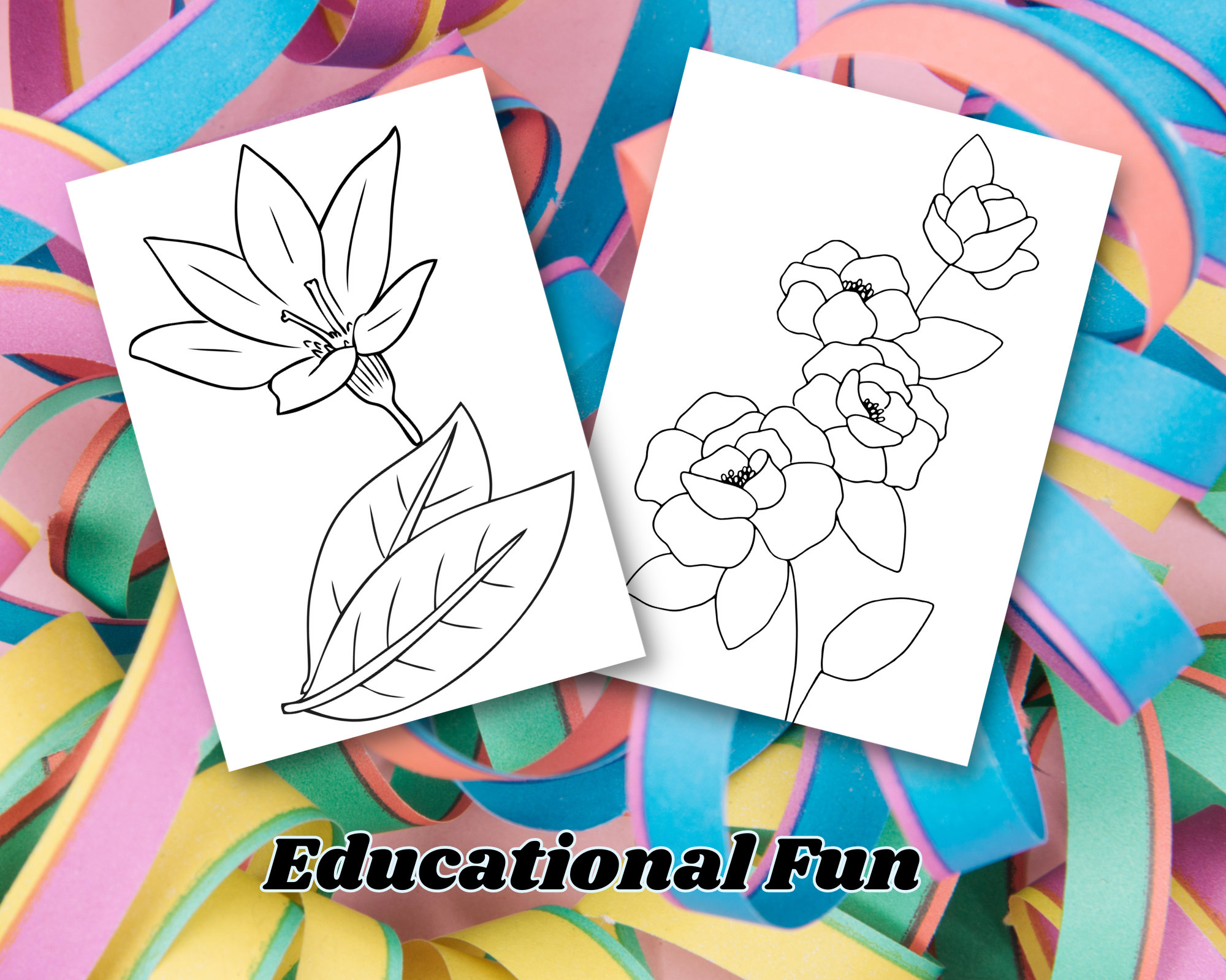 Coloring Pages Ready to Print and Color, Flowers Designs for KIDS - Etsy