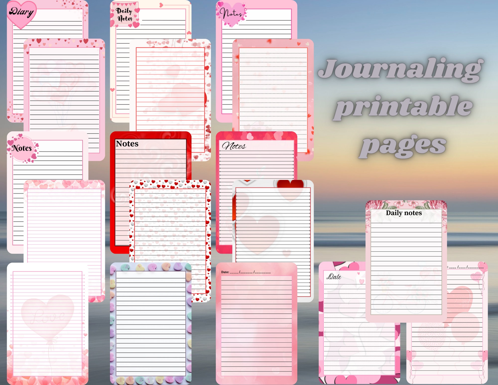 20 Printable Line Journal, Templates for Journal Pages, Printable Lined ...