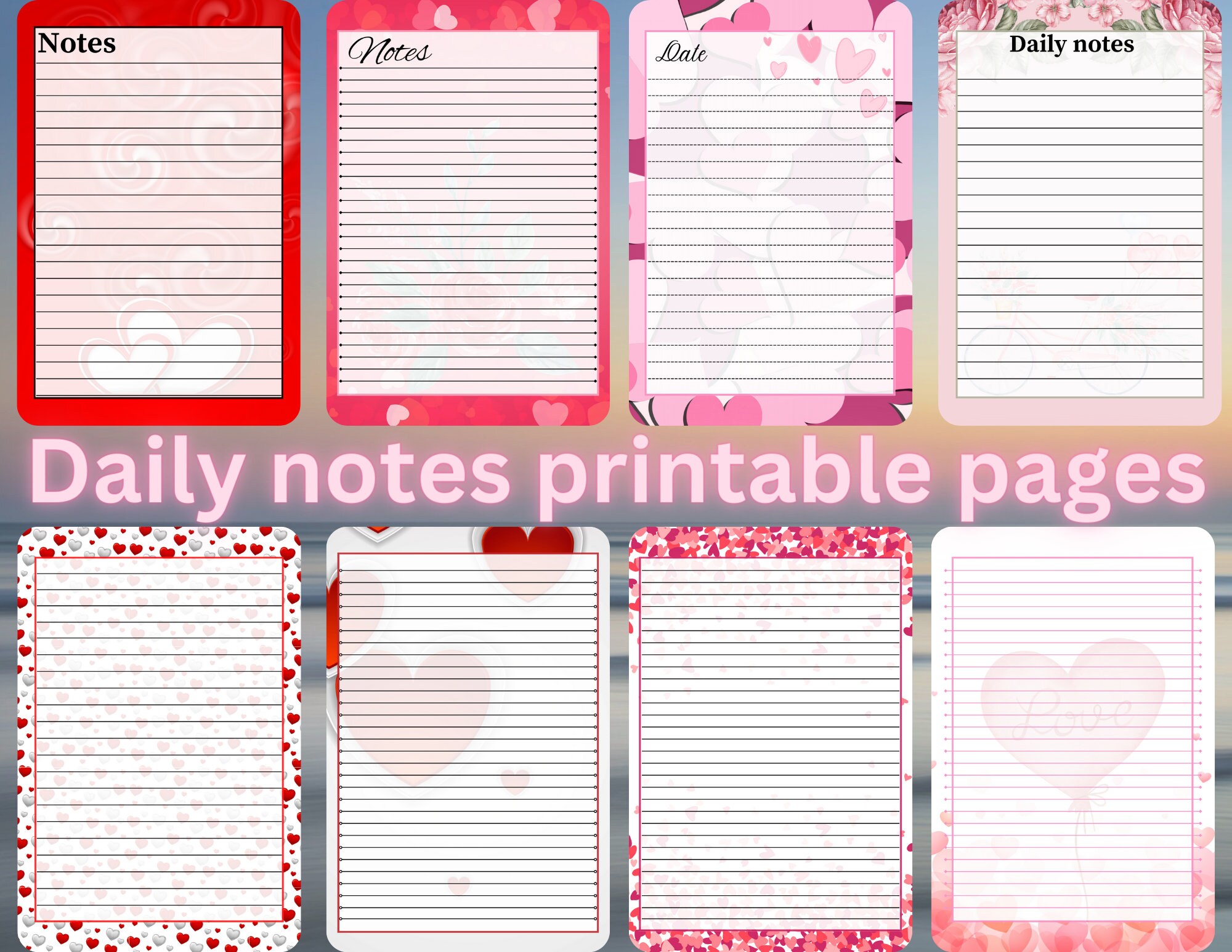 20 Printable Line Journal, Templates for Journal Pages, Printable Lined ...