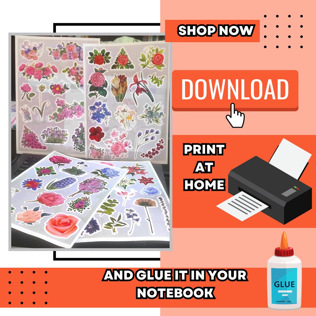 Printable Spring Sticker Pack: 60 Cheerful Floral Designs - Etsy