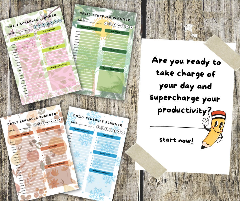 Printable Daily Scheduler Instant Download to Print at Home - Etsy