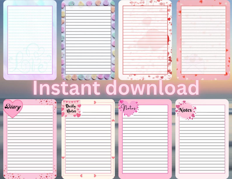 20 Printable Line Journal, Templates for Journal Pages, Printable Lined ...