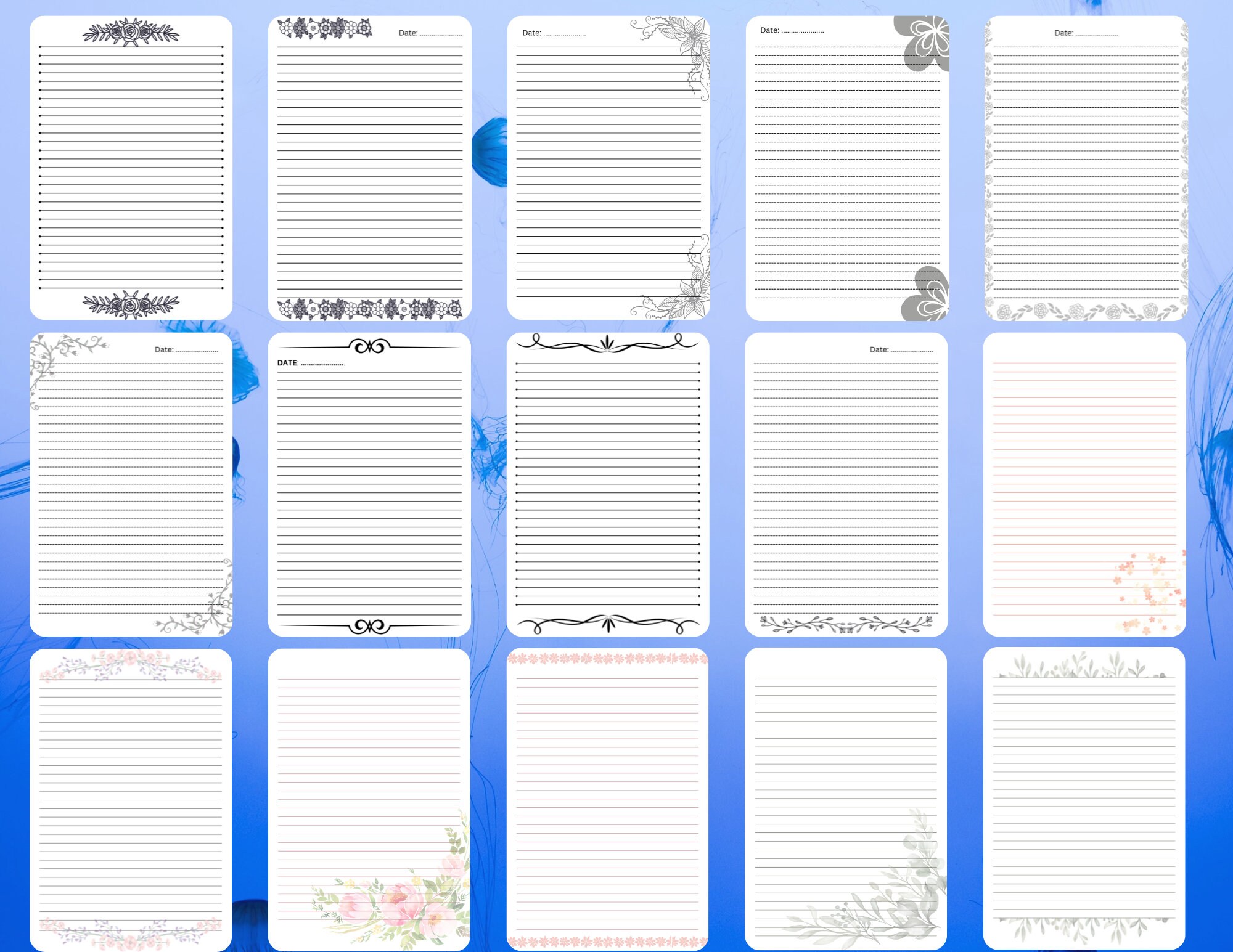 15 Printable Line Journal Notes Pages,templates for Journal Pages ...