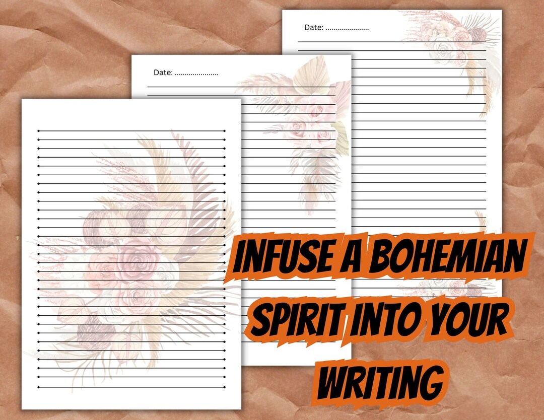 Boho Journal Pages: 15-page PDF Bundle Printable Lined Floral - Etsy