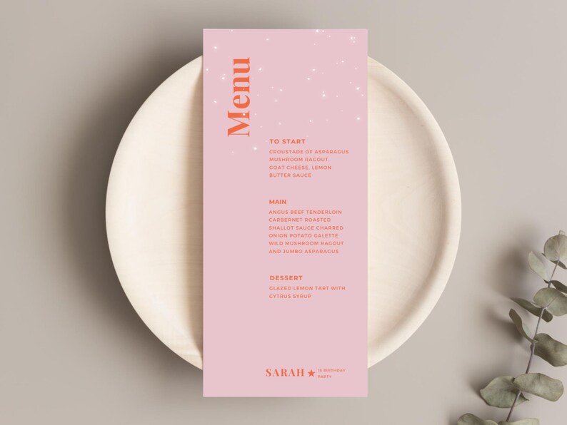 Elegant Pink Menu Template Minimalist Wedding Dinner Menu - Etsy