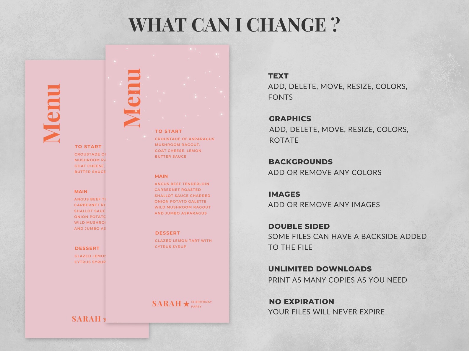 Elegant Pink Menu Template, Minimalist Wedding Dinner Menu, Birthday ...