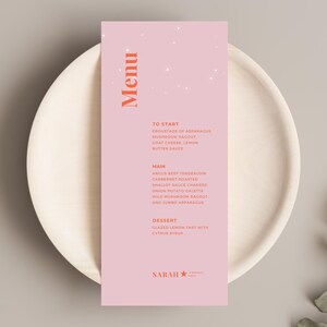 Elegant Pink Menu Template, Minimalist Wedding Dinner Menu, Birthday ...