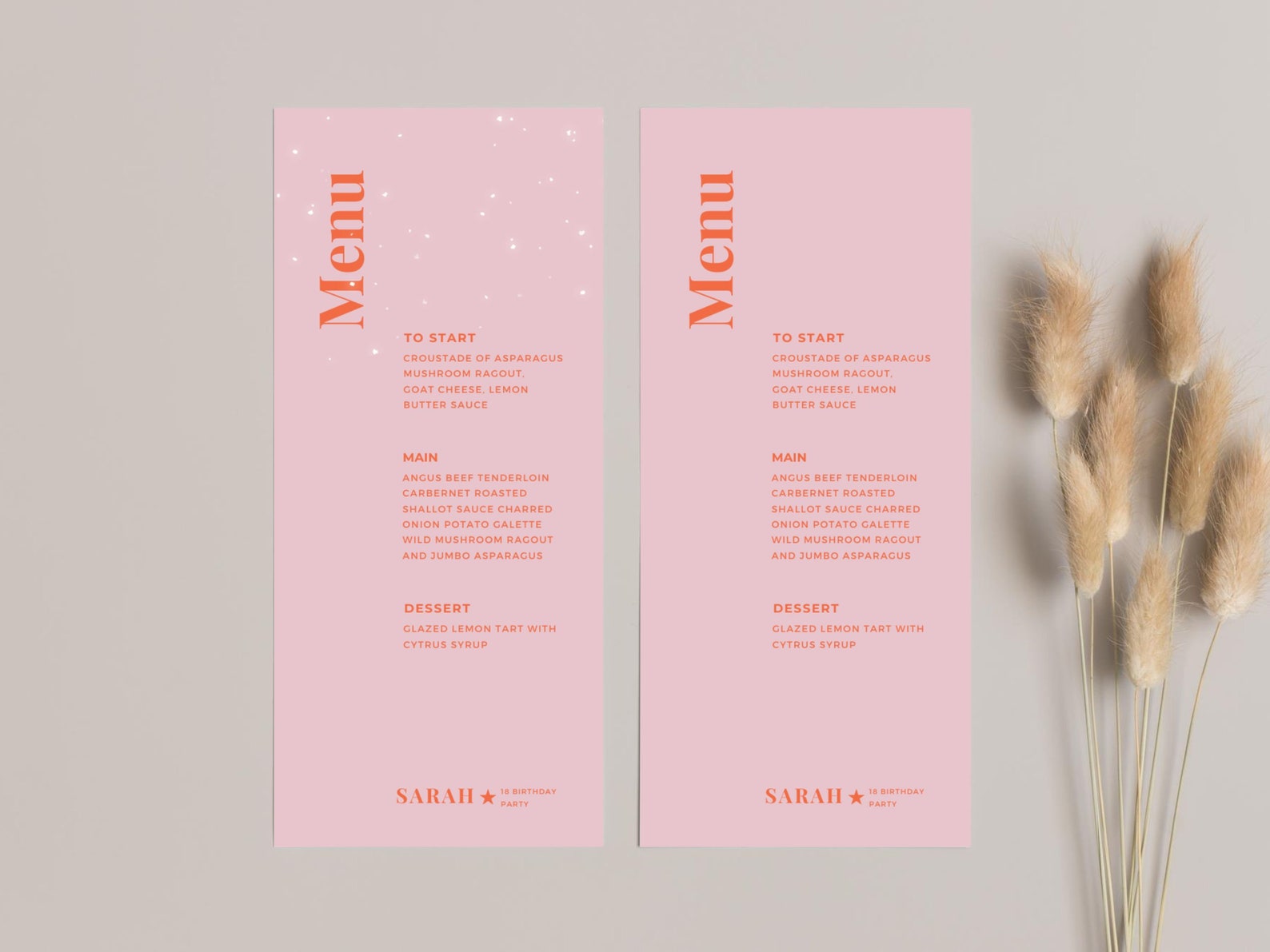 Elegant Pink Menu Template, Minimalist Wedding Dinner Menu, Birthday ...