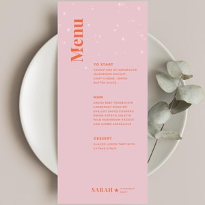 Elegant Pink Menu Template Minimalist Wedding Dinner Menu - Etsy