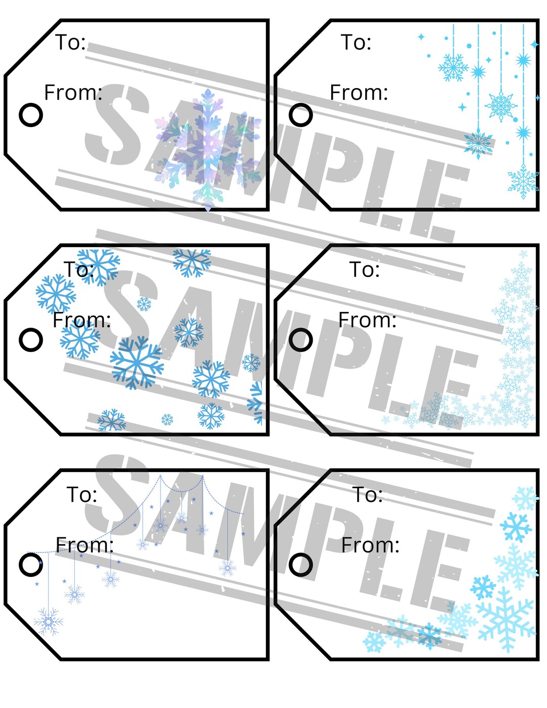 Printable Christmas Gift Tags Snow Theme - Etsy