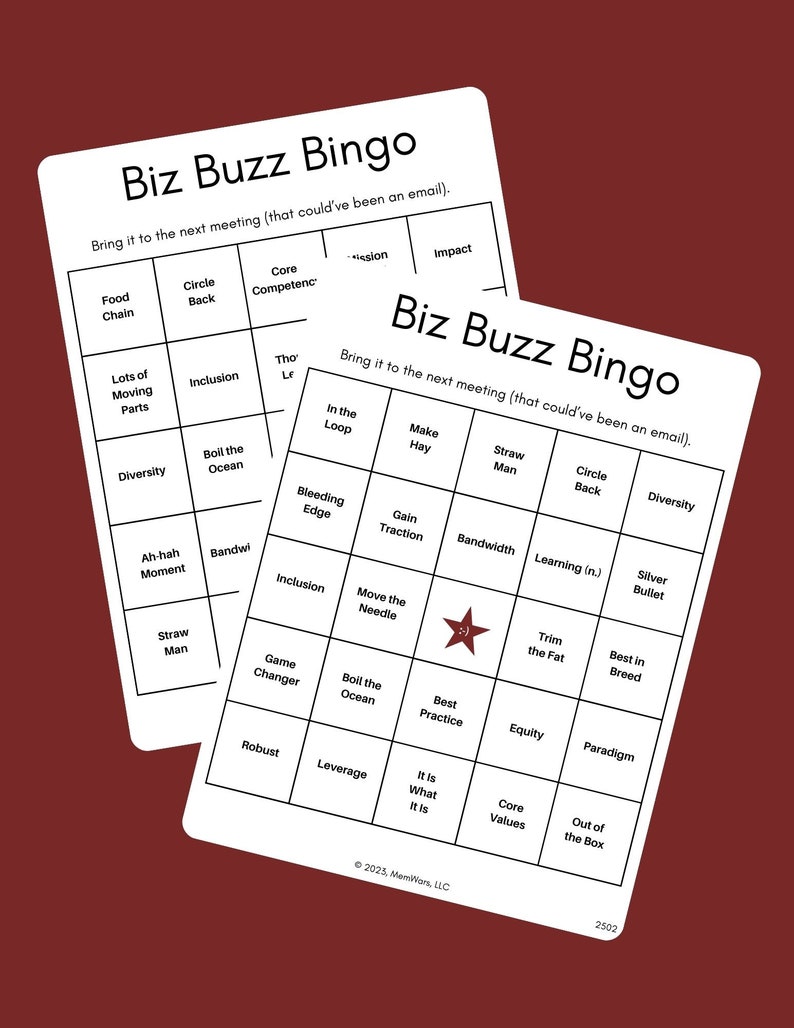 Business Team Building Buzz Word Bingo Meeting Game 25 Boards - Etsy