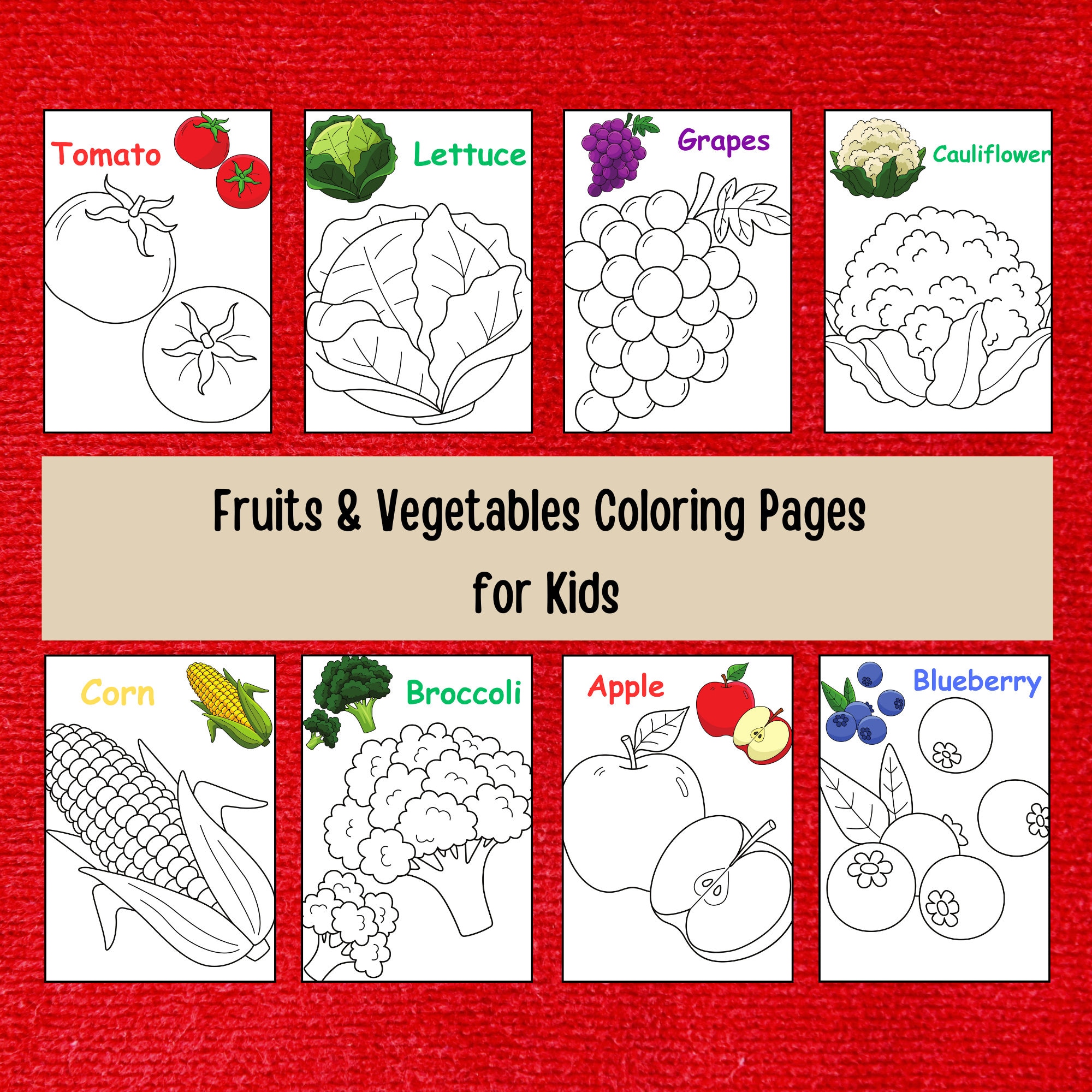Fruit and Vegetable Coloring Pages, Fruit and Vegetables Coloring ...