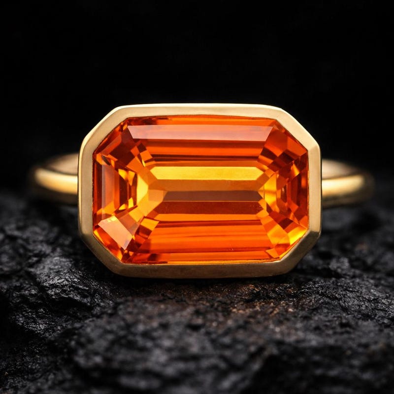 Orange Sapphire Ring - Etsy