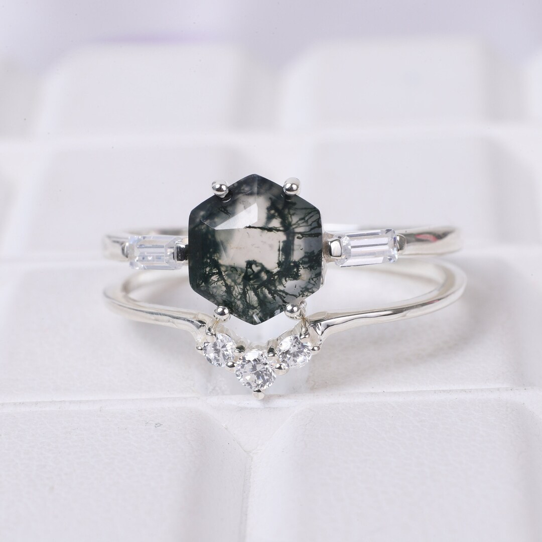 Vintage Aquatic Agate Engagement Ring, Delicate Women Promise Ring ...