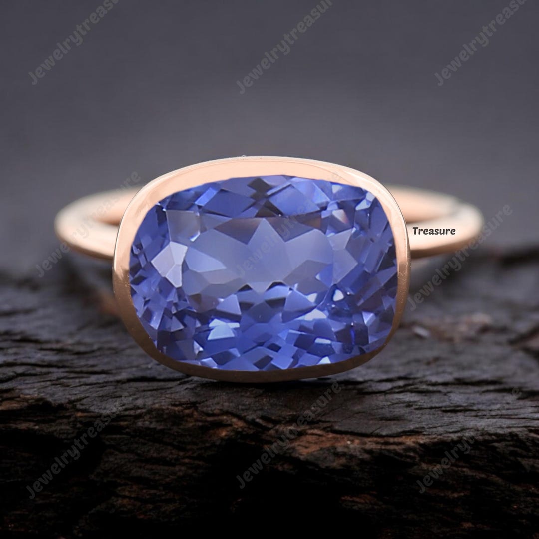 Cushion Cut Flawless Ceylon Blue Sapphire Ring - September Birthstone ...