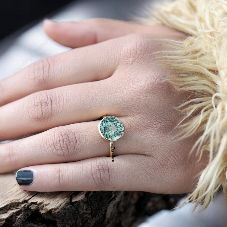 Ceylon Blue Green Parti Sapphire Bezel Set Ring - Women's Bezel Set ...