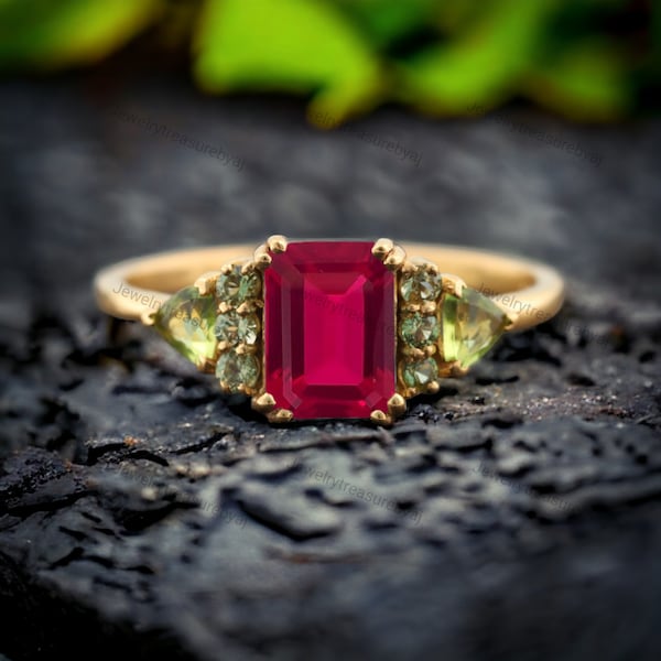 Ruby Peridot Ring - Etsy