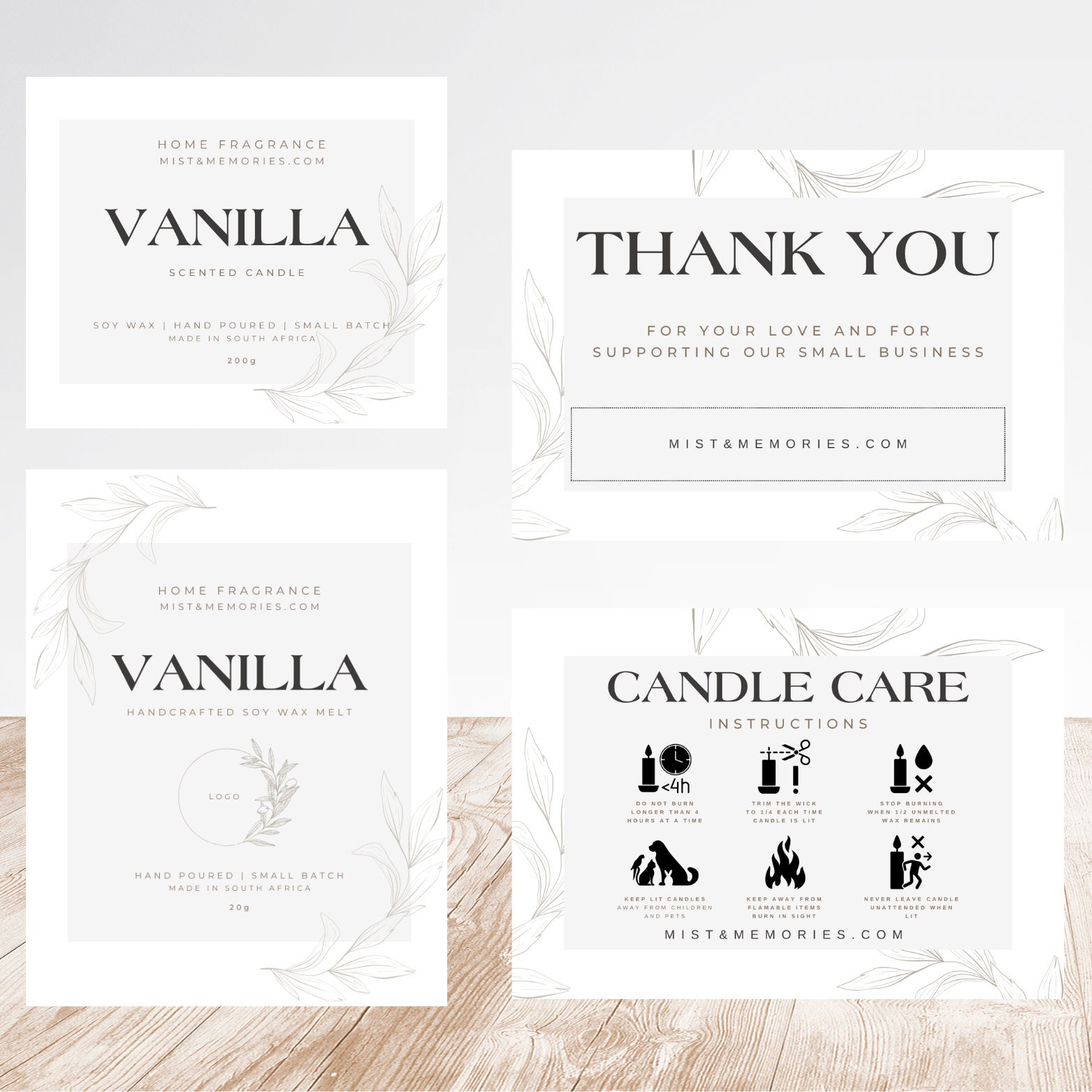 Candle Business Bundle I Thank You Cards I Candle Label Template I ...