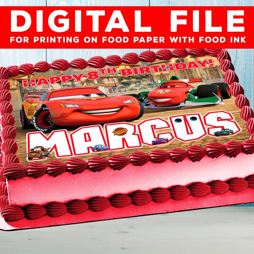 DIGITAL FILE. Printable Cake Lightning Mcqueen, Birthday Party ...