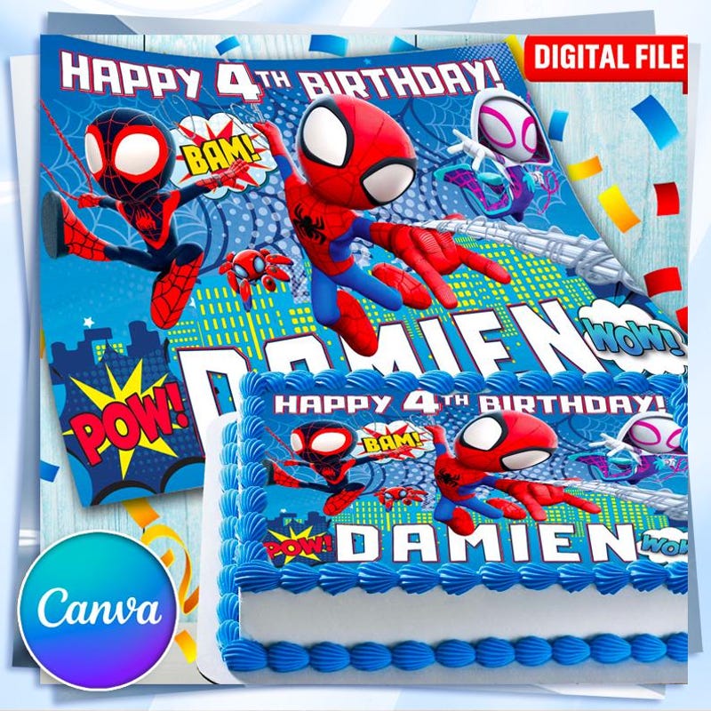 Spider Man Cake Template - Etsy UK