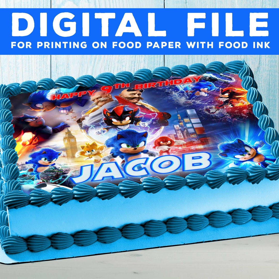 Printable DIGITAL FILE Sonic 3 Birthday Cake Topper, Birthday Party for ...
