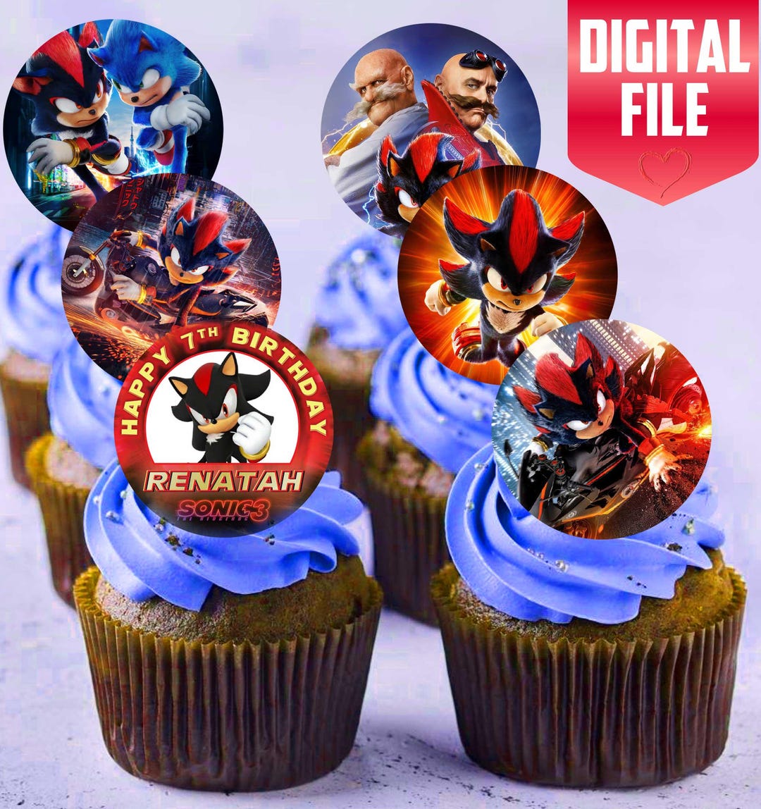 Personalized Shadow the Hedgehog Cupcake Toppers, Shadow the Hedgehog ...