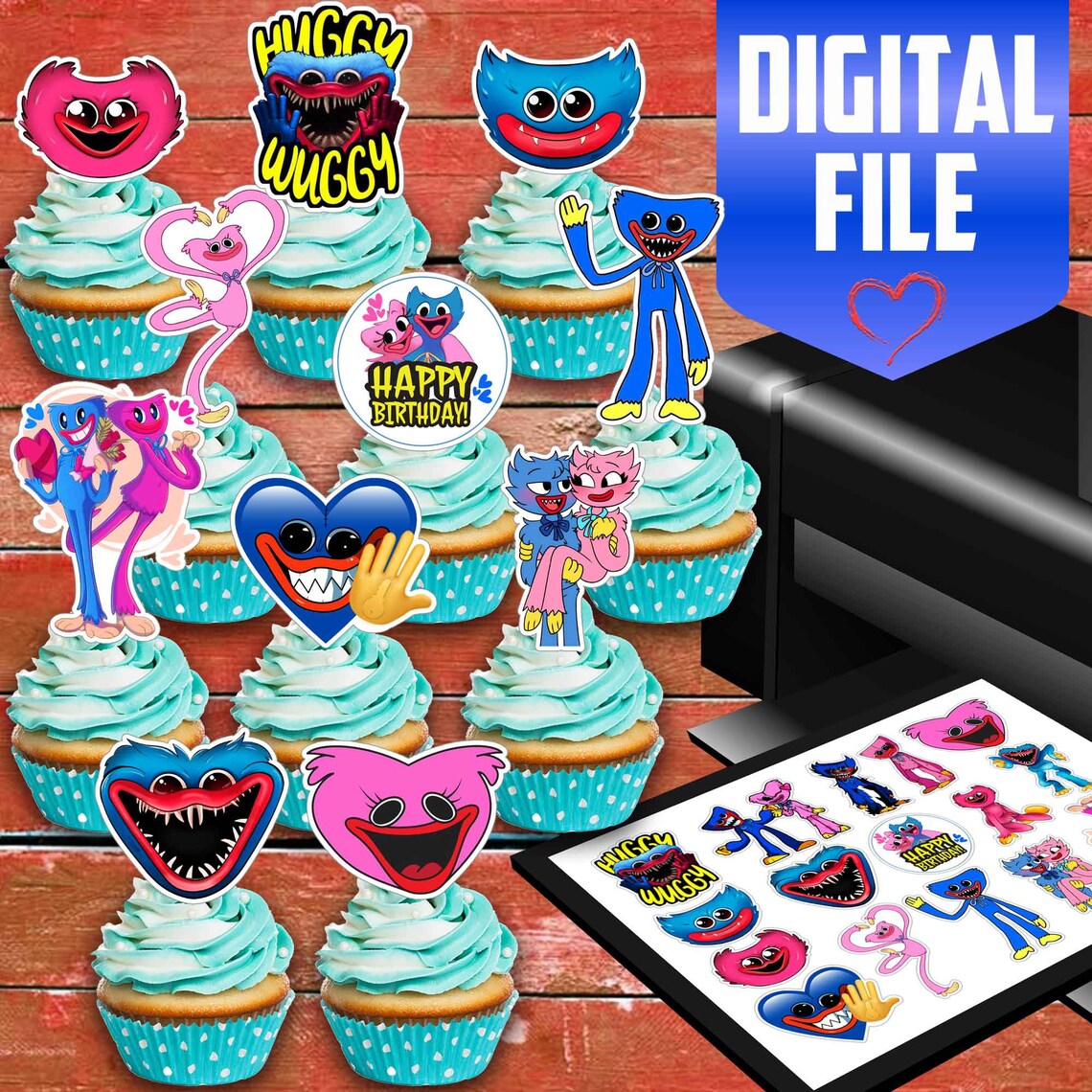 Printable Cupcakes Huggy Wuggy and Kissy Missy Birthday Party - Etsy