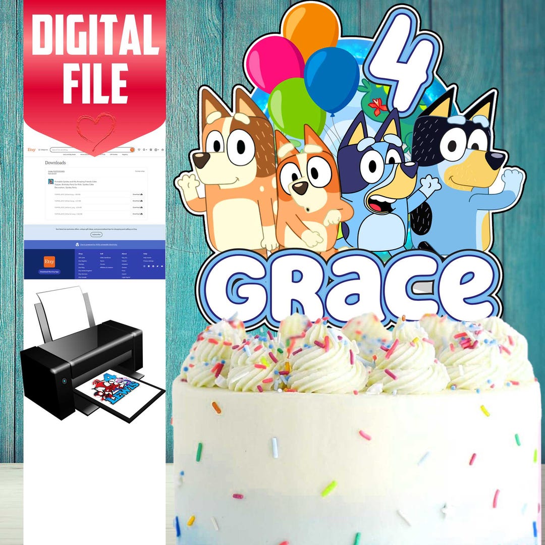 Printable Cake Topper, Birthday Party for Kids, Cake Decoration ...