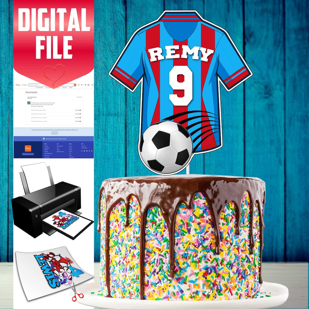 DIGITAL FILE Football. Printable Football Cake Topper, Birthday ...
