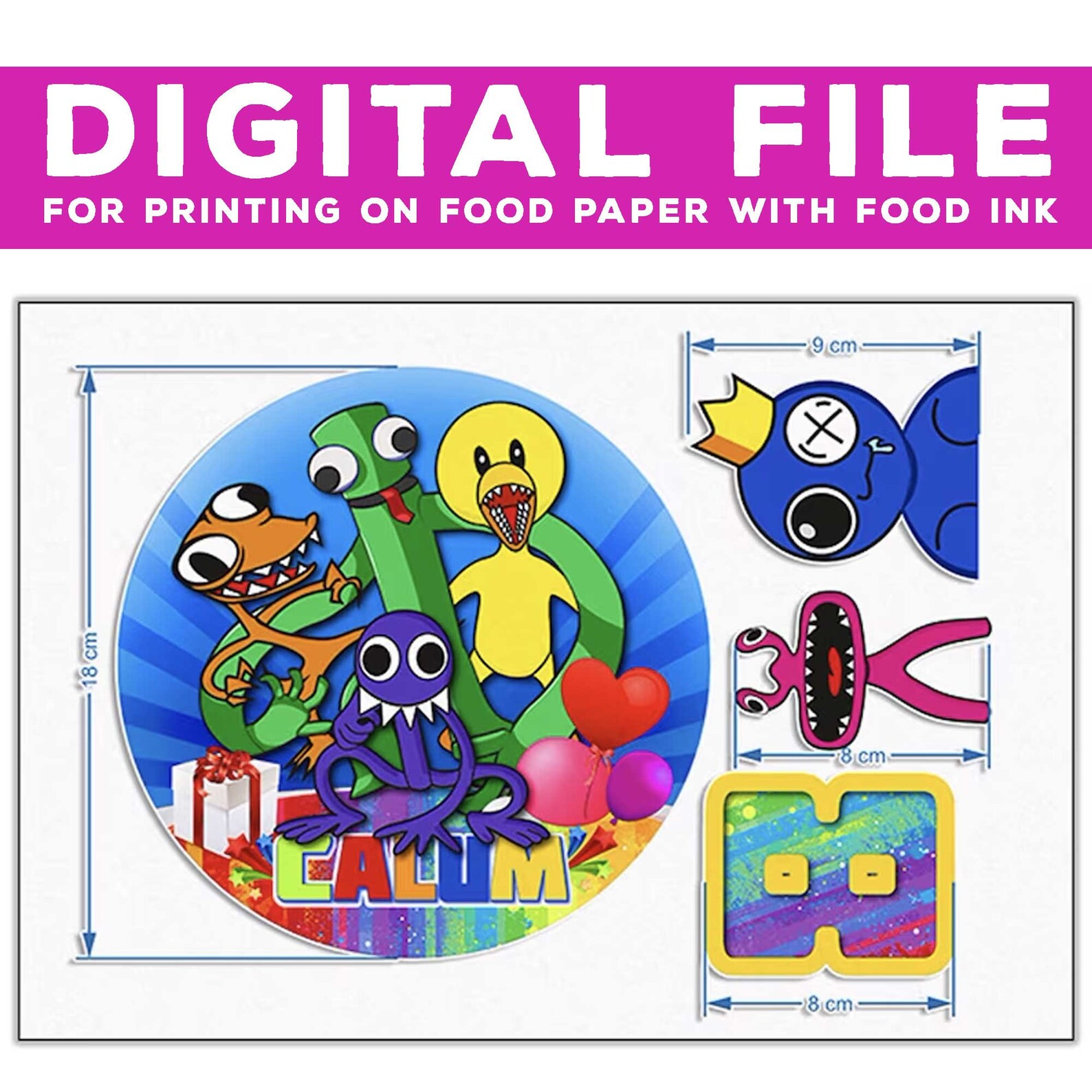 Printable DIGITAL FILE Cake, Birthday Party for Kids, Cake Decoration ...