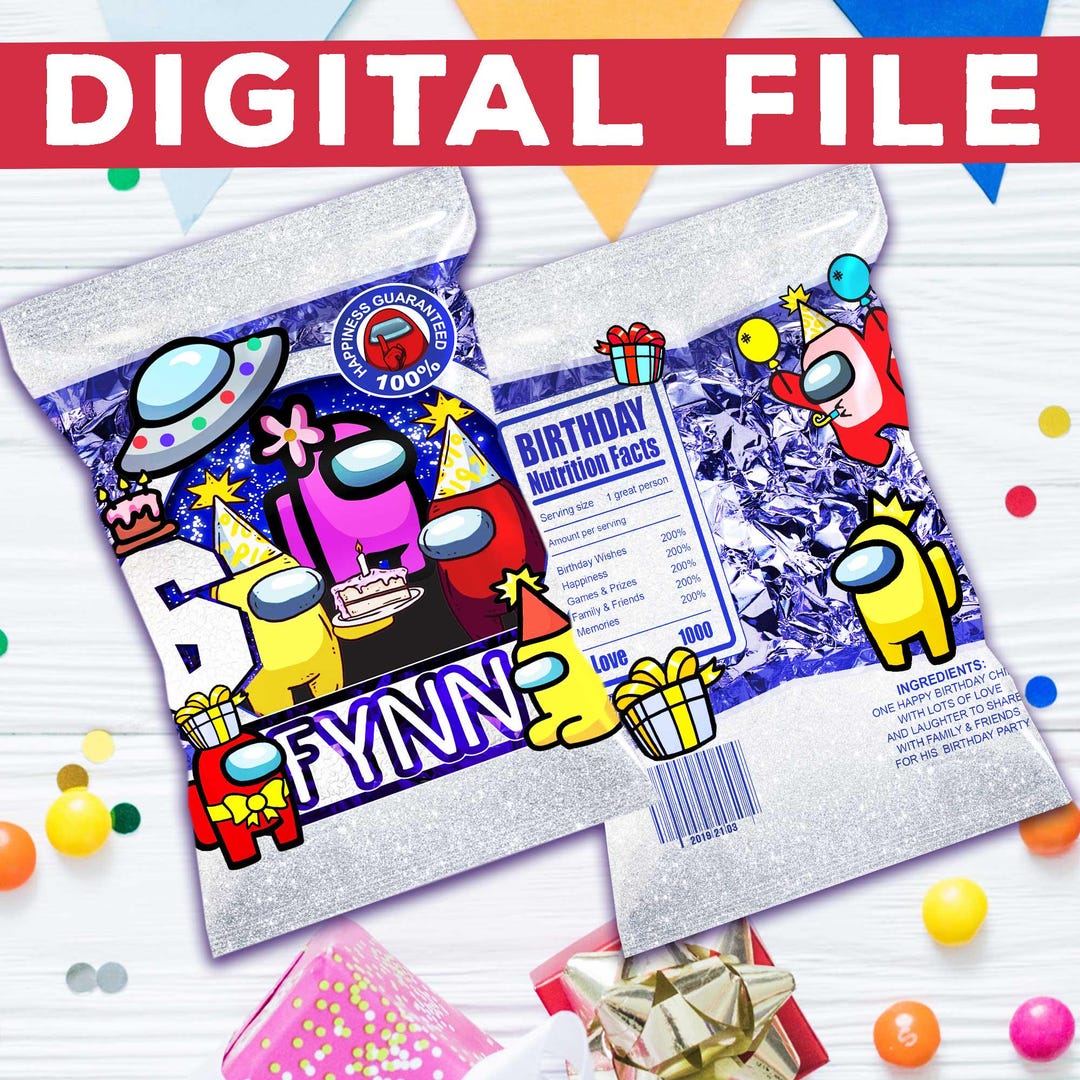 DIGITAL FILE Among Us Chip Bag Label, Chip Bags Party Favor, Among Us ...