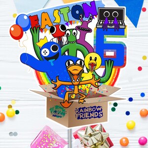 Printable Rainbow Friends Cake Topper, Birthday Party for Kids, Rainbow ...