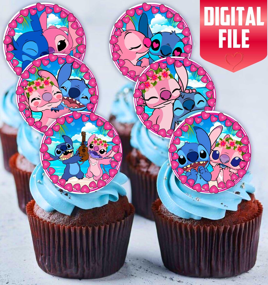 Stitch and Angel Cupcake Toppers, Kids Birthday Party (digital File) - Etsy