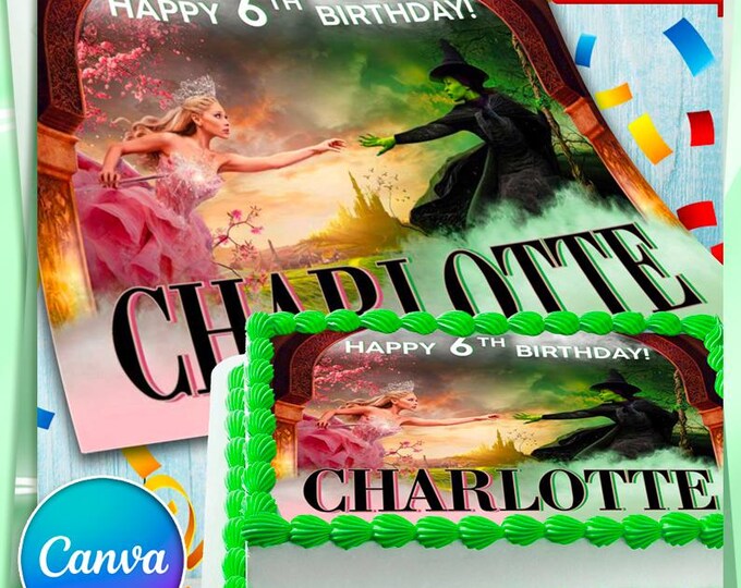 Editable Wicked Birthday Cake Topper | Printable Wicked Canva Template ...