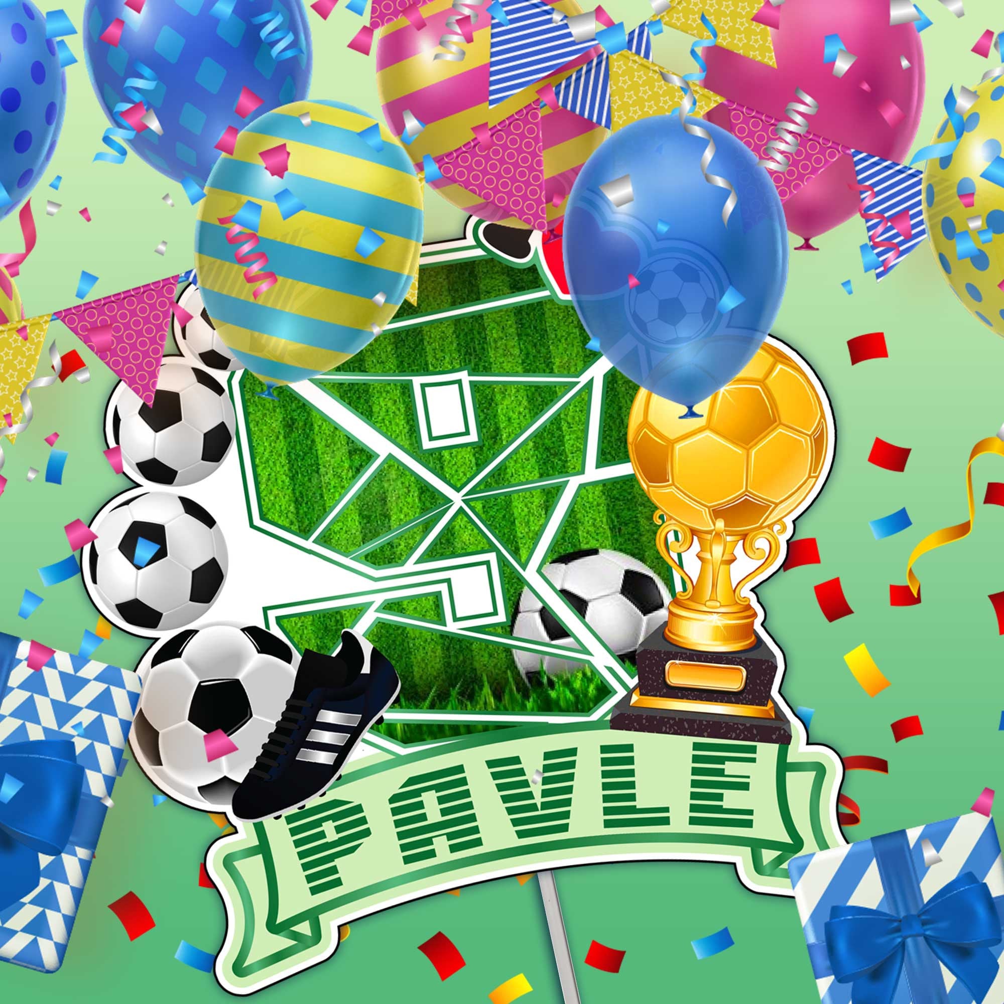 Printable Football Cake Topper, Birthday Party for Kids, Football Cake ...