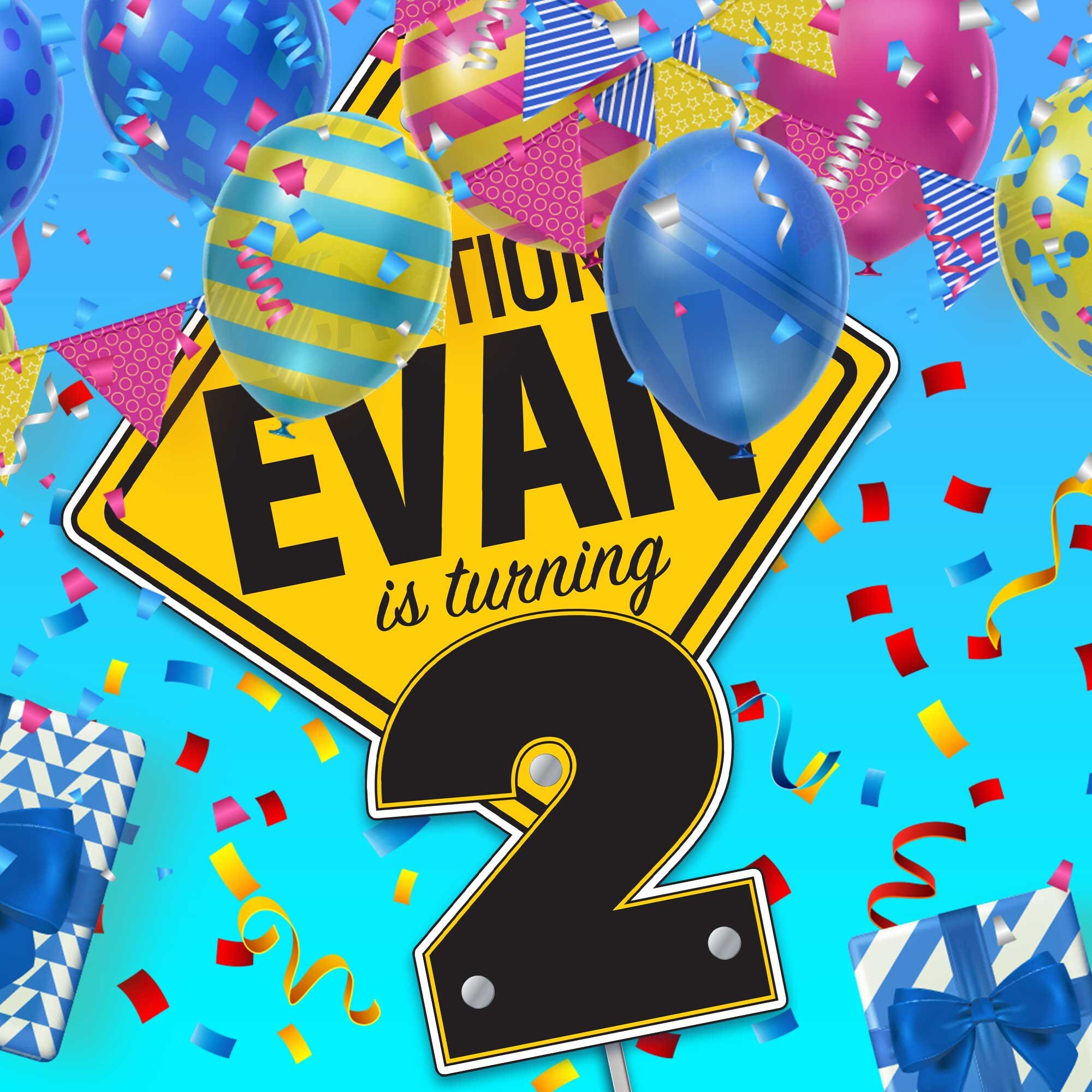 Printable Caution (name) is Turning (number) Cake Topper, Birthday ...