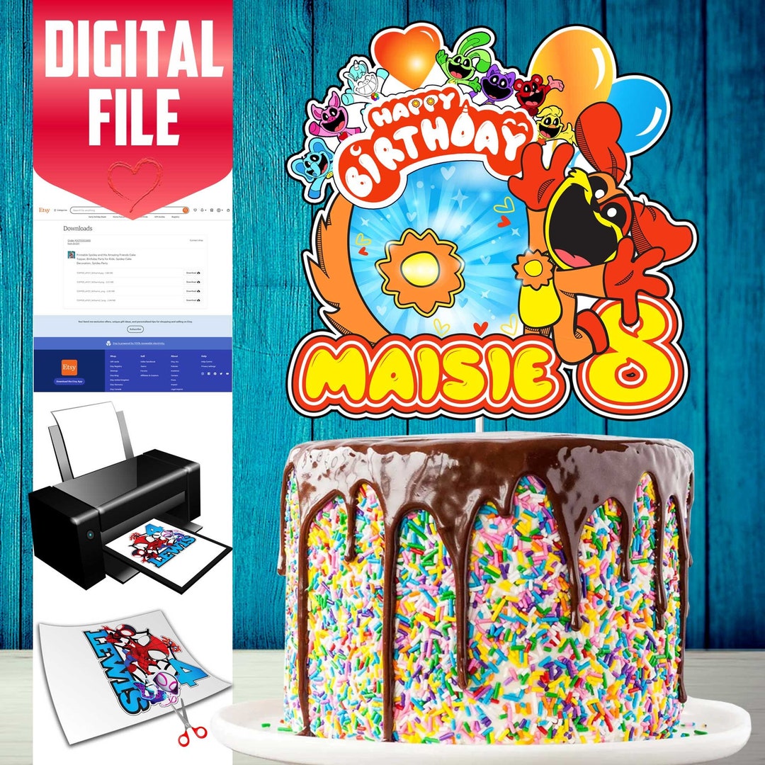 Printable Smiling Critters Cake Topper, Birthday Party for Kids ...