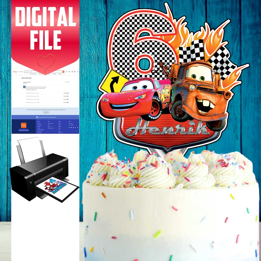 Printable Lightning Mcqueen Cake Topper, Birthday Party for Kids ...