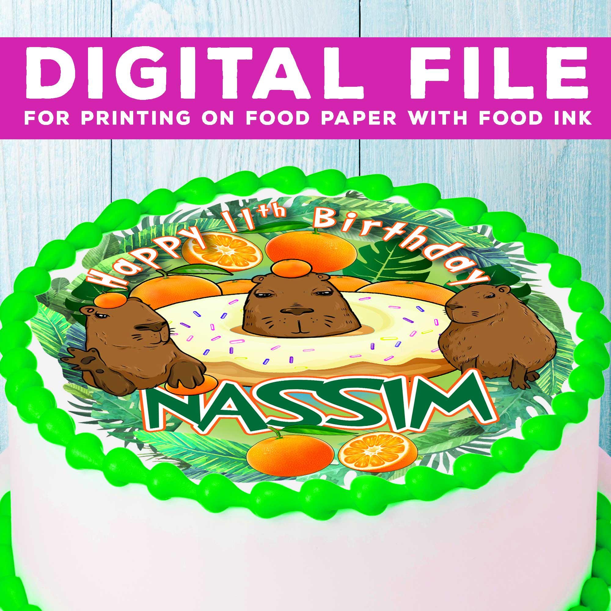 Printable Cake Capybara, Birthday Party for Kids, Cake Capybara DIGITAL ...