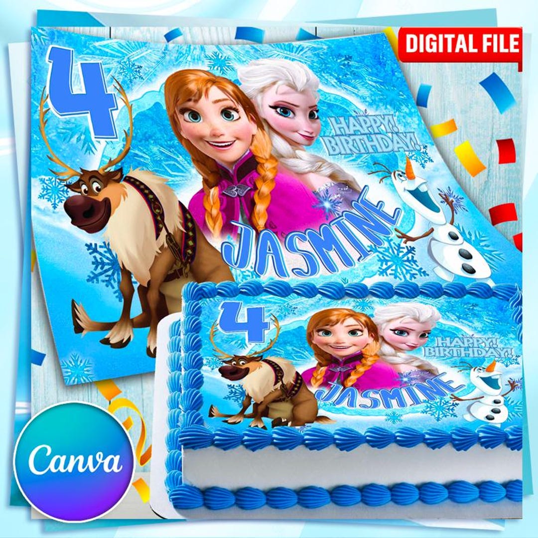 Editable Frozen Birthday Cake Topper | Printable Canva Template ...