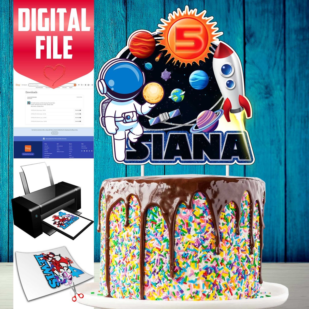 Printable Young Astronaut Cake Topper, Birthday Party for Kids, Young ...