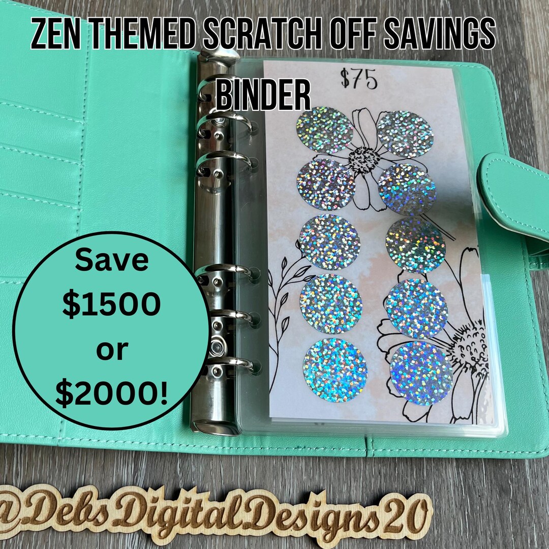 Scratch off Savings Binder, ZEN THEMED, 1500 or 2000 Savings, 10 ...