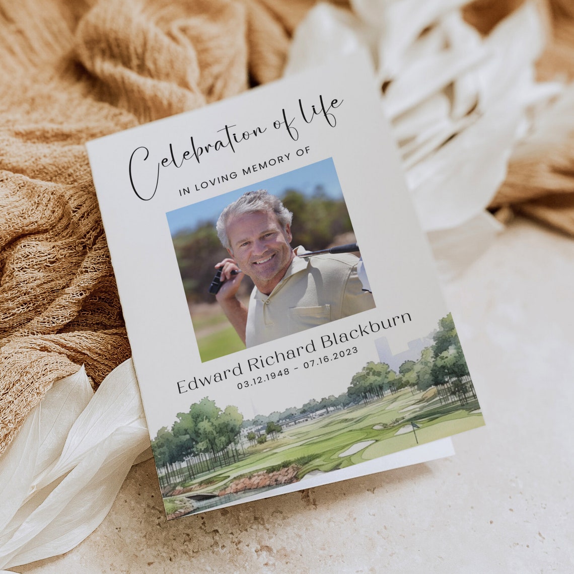 Golf Funeral Program Template, Memorial Service for Man, Order of ...