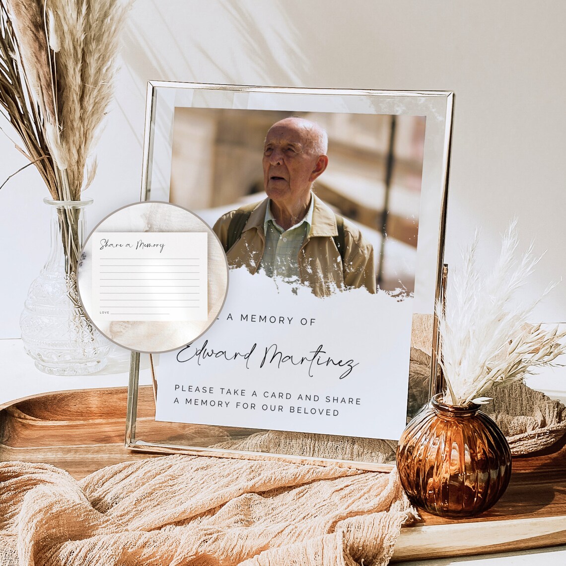 Share A Memory Funeral Sign and Card, Celebration of Life Printable ...