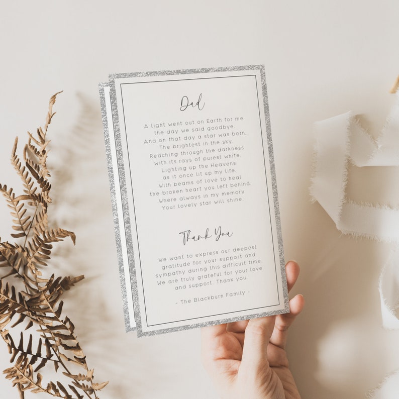 Sparkle Funeral Program Template, Printable Order of Service, Folded ...