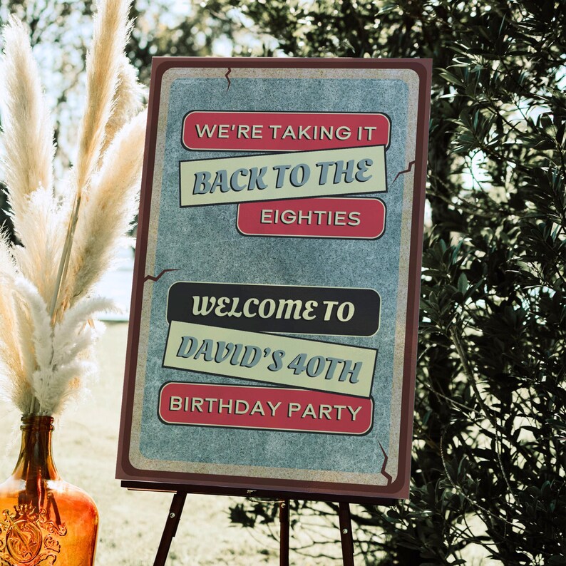 Back to the 80s Party Sign, 80s Birthday Welcome Poster, 80s Theme ...