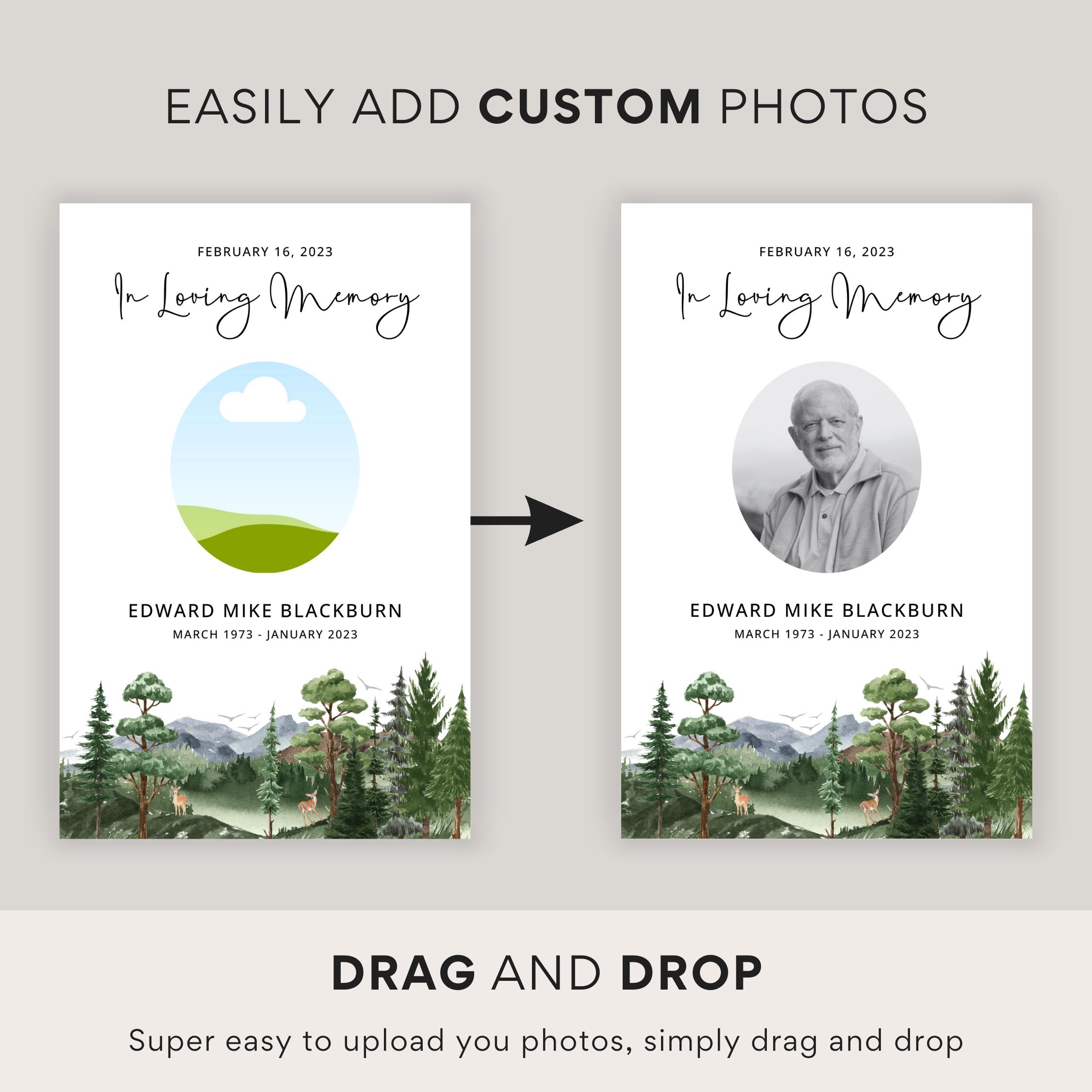 Forest Funeral Program Template for Man, Hiking Memorial Service ...