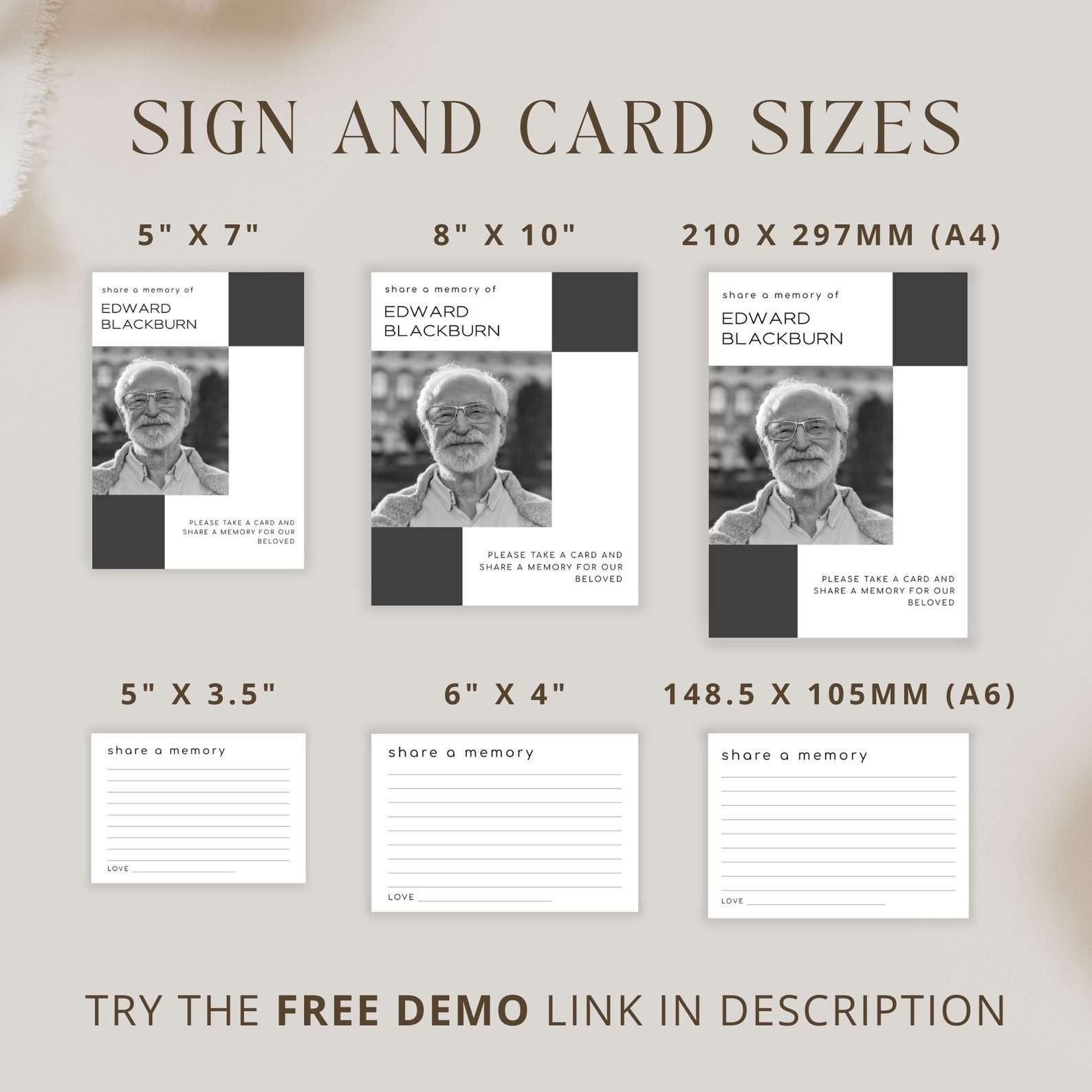 Share A Memory Card Template With Framed Photo Sign, Printable Tabletop ...