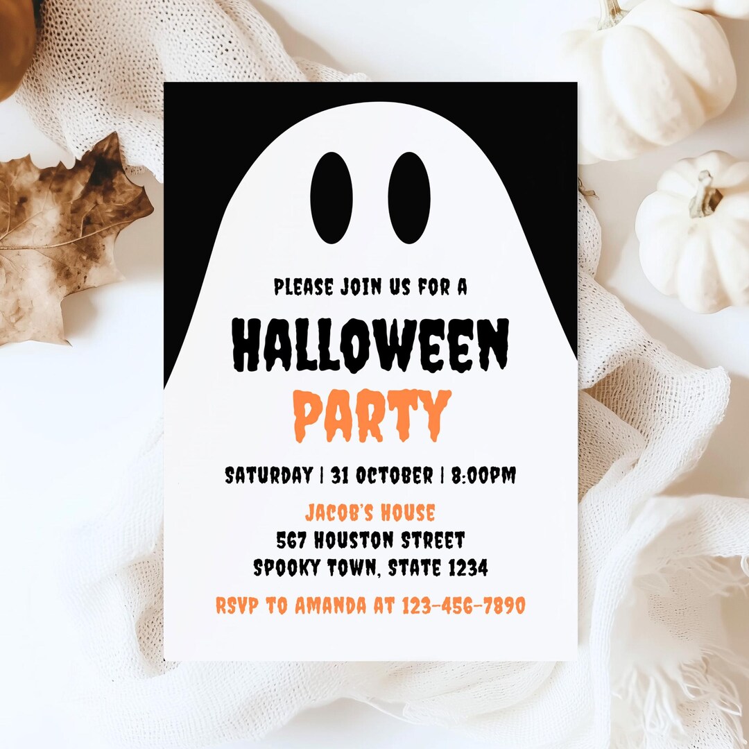 Ghost Halloween Party Invitation, Spooky Halloween Invite, Adults ...